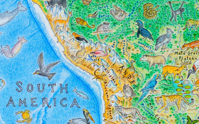 O artista que desenhou um mapa com mais de 1.600 espécies animais ...